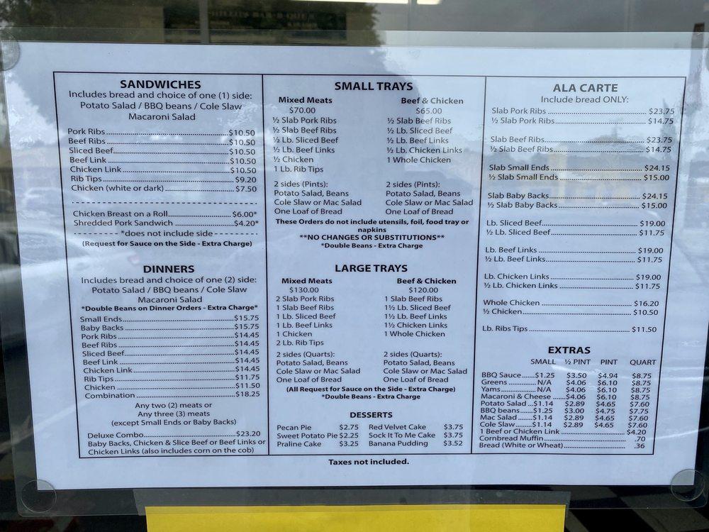 Menu at Phillips Bar-B-Que, Inglewood