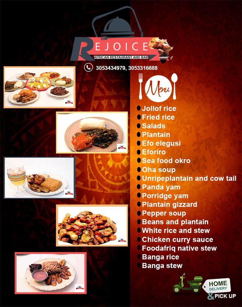 Menu at Rejoice Restaurant and Bar, Lauderhill