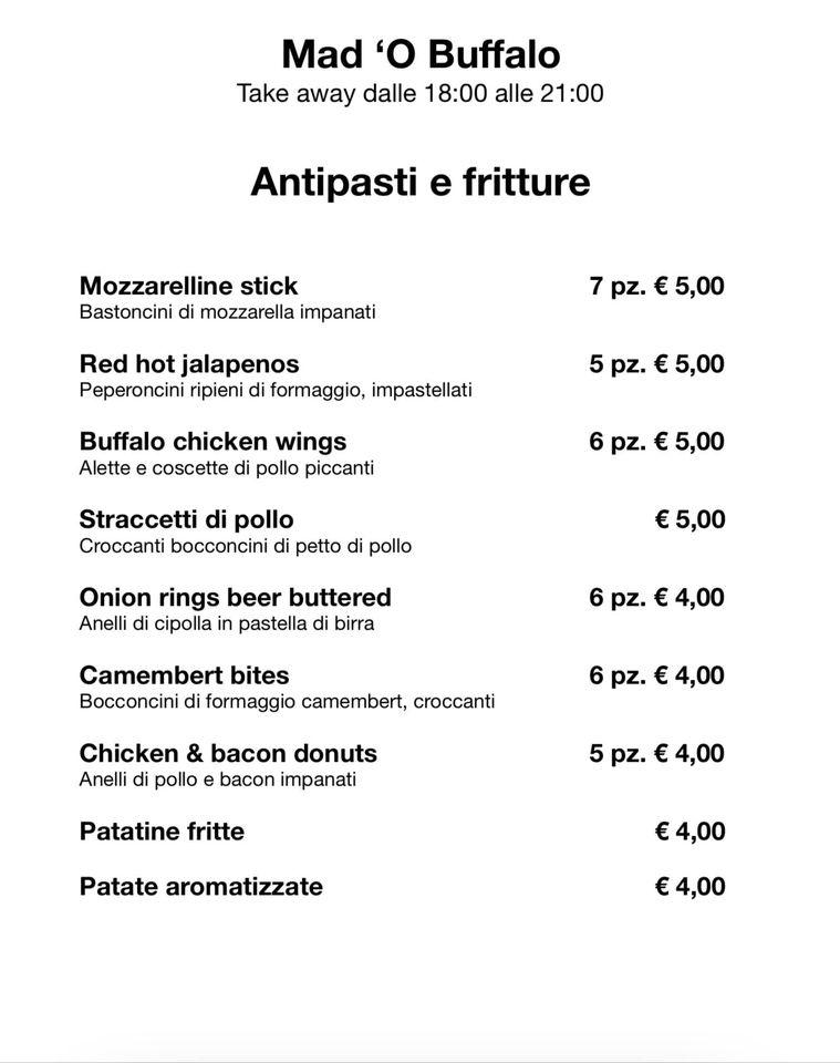 Menu at Steak House - Mad'O Buffalo steakhouse, Verbania