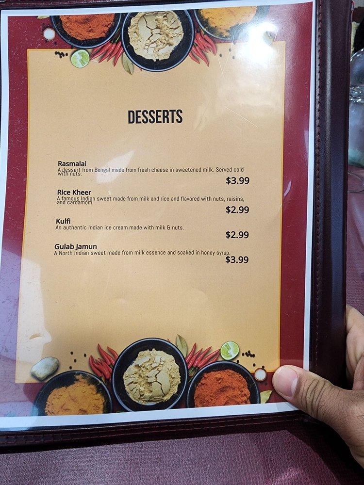 Menu at Tandoori Flame restaurant, Indianapolis