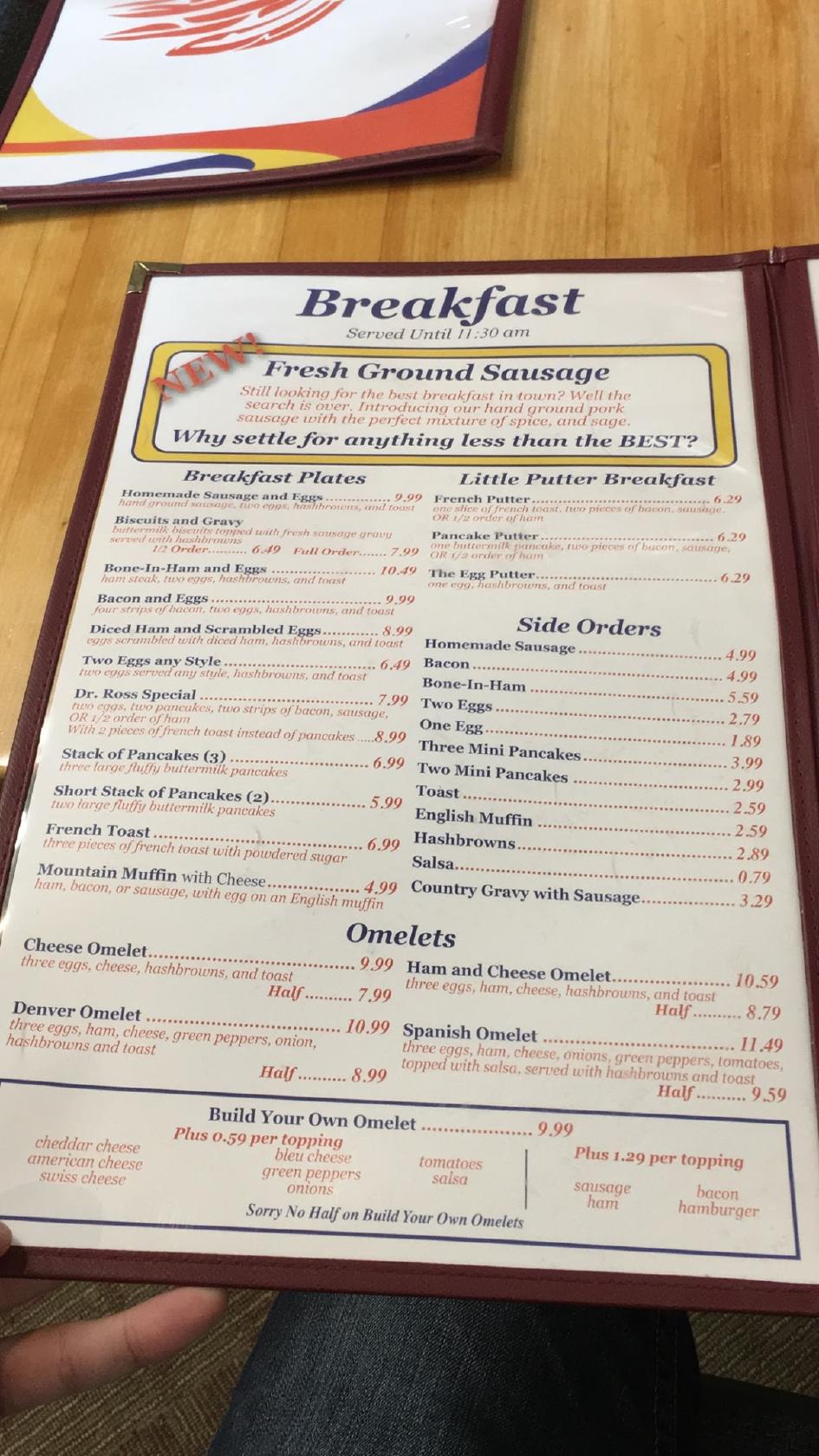 Menu at Wasatch Golf Cafe, Midway, 975 Golf Course Dr