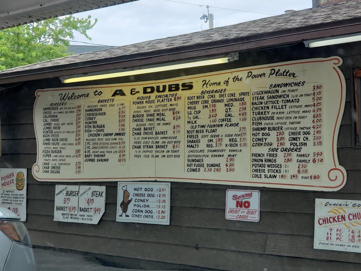 Menu at A & Dubs restaurant, Duluth, W 3rd St