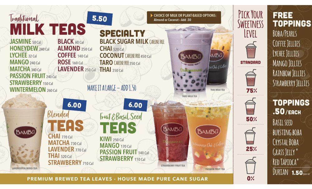 Menu at Bambu Dessets & Drinks pub & bar, Santa Clara