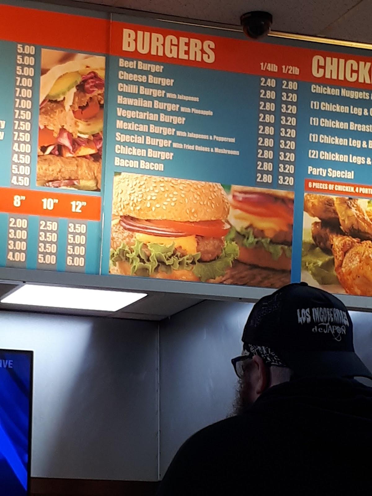 Menu at Godfather fast food, Stanley