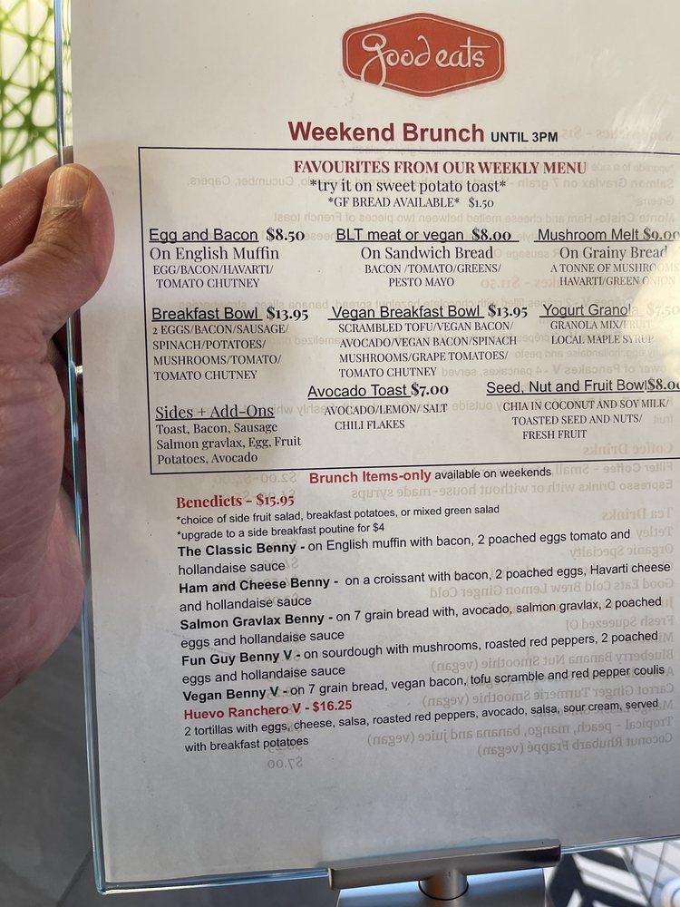 Menu at Good Eats Cafe, Ottawa