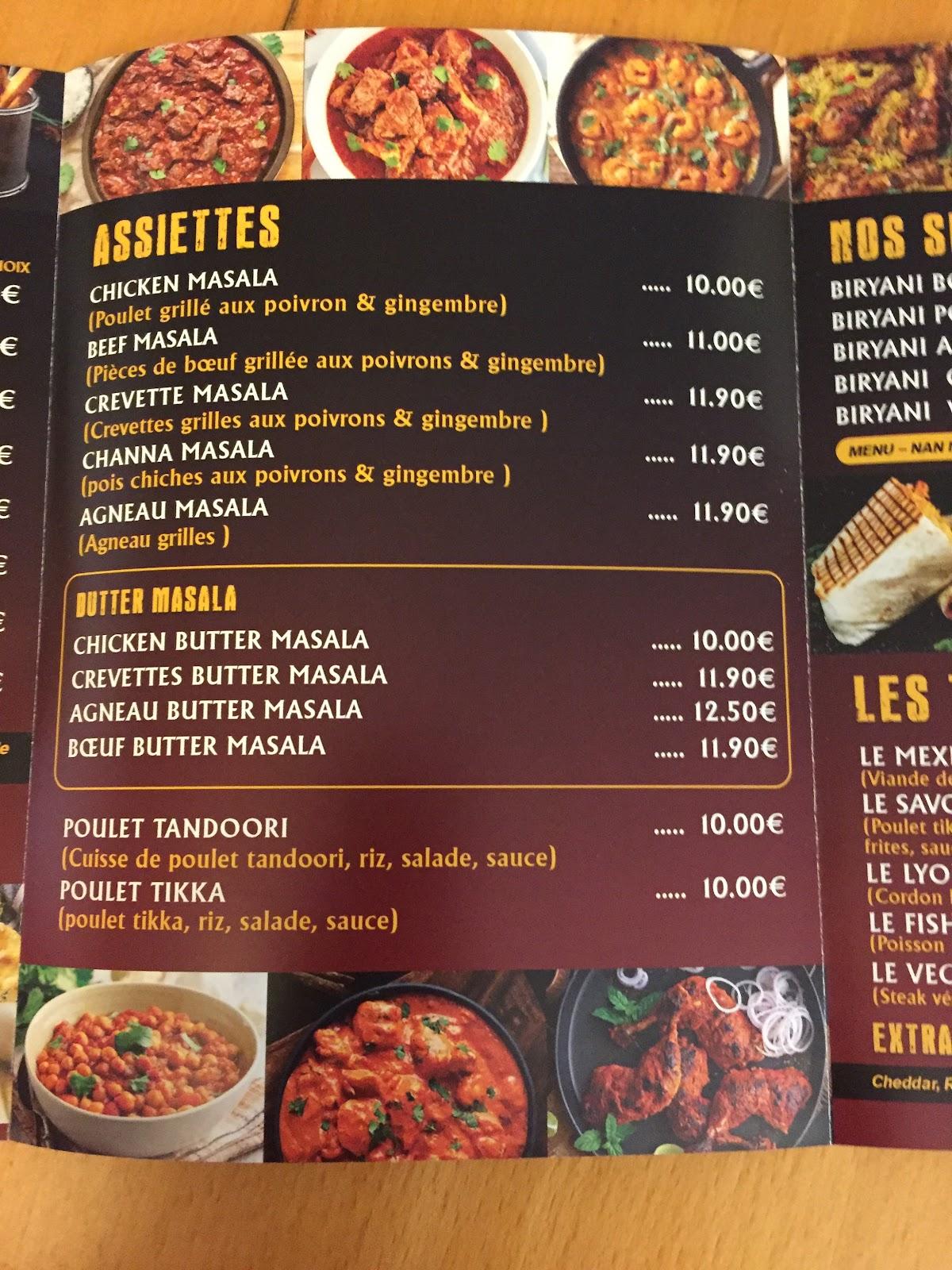 Menu at INDIAN STREET restaurant, Lyon