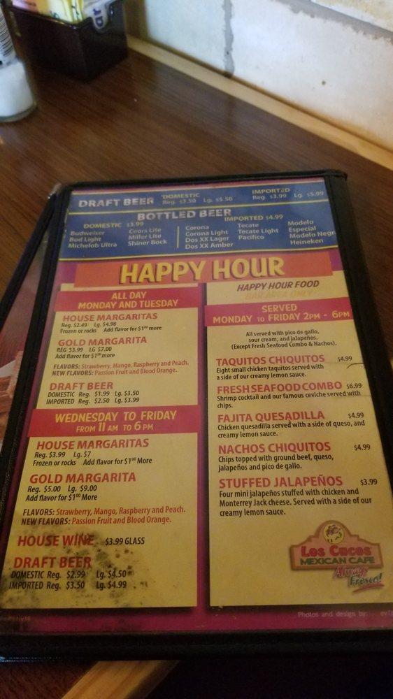 Menu at Los Cucos Mexican Cafe, Waco
