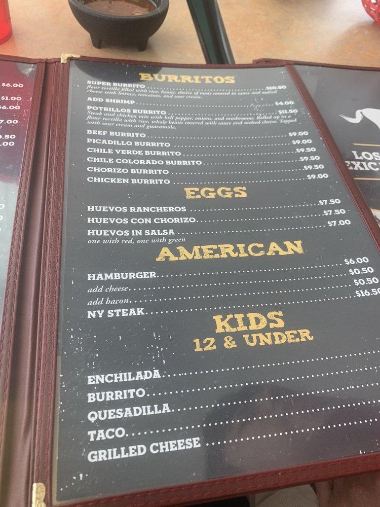 Menu at Los Potrillos Mexican restaurant, Hagerman