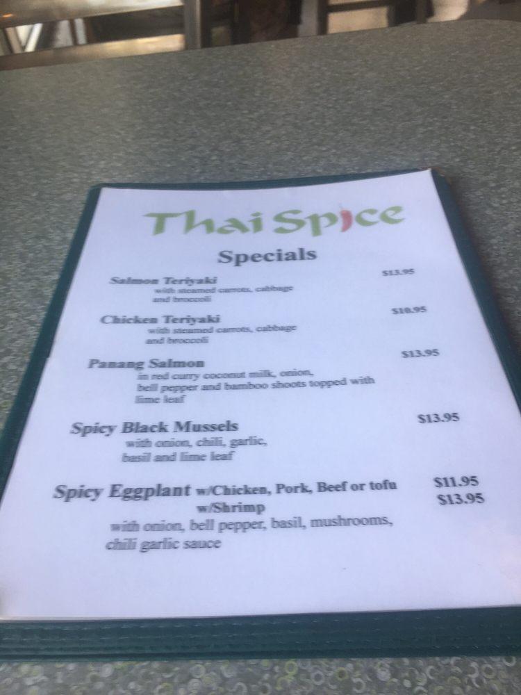 Menu at Thai Spice restaurant, Albuquerque