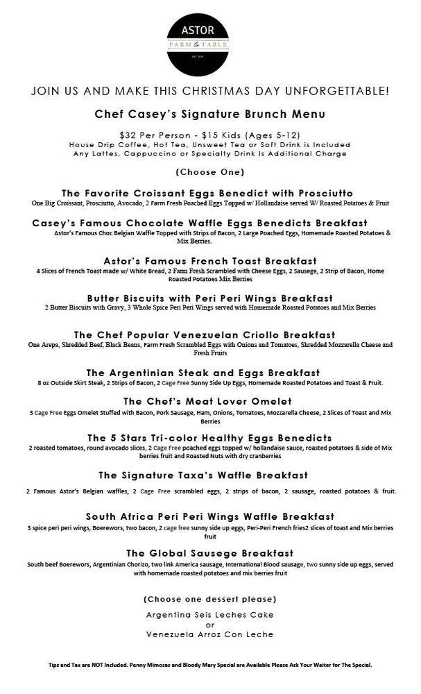 Menu at Astor Farm to Table steakhouse, Houston