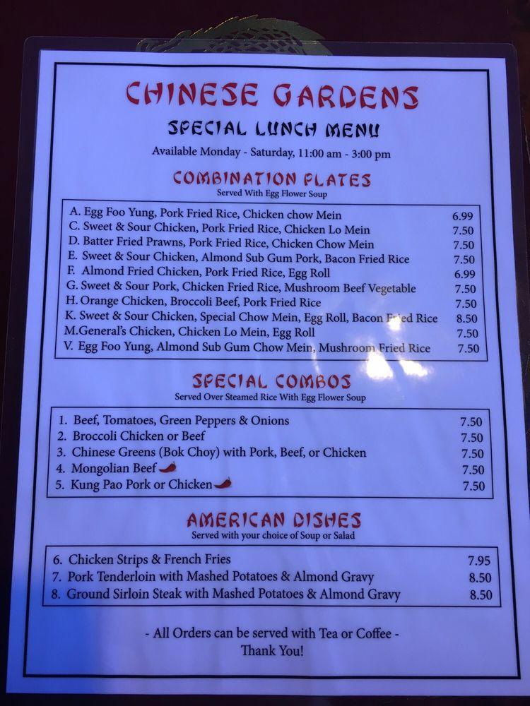 Menu at Chinese Gardens Restaurant, Pasco, N 4th Ave