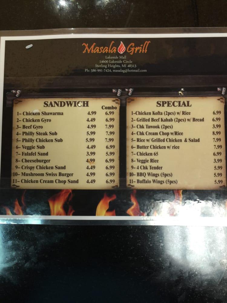 Menu at Masala Grill restaurant, Sterling Heights