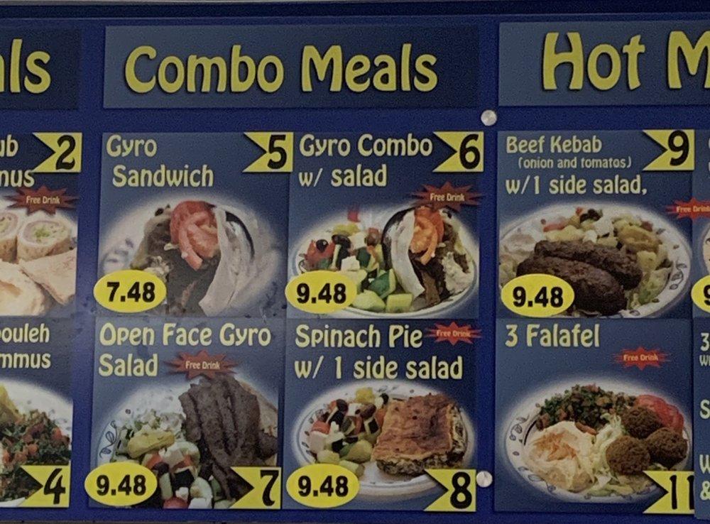 Menu at Mediterranean Deli restaurant, Orlando