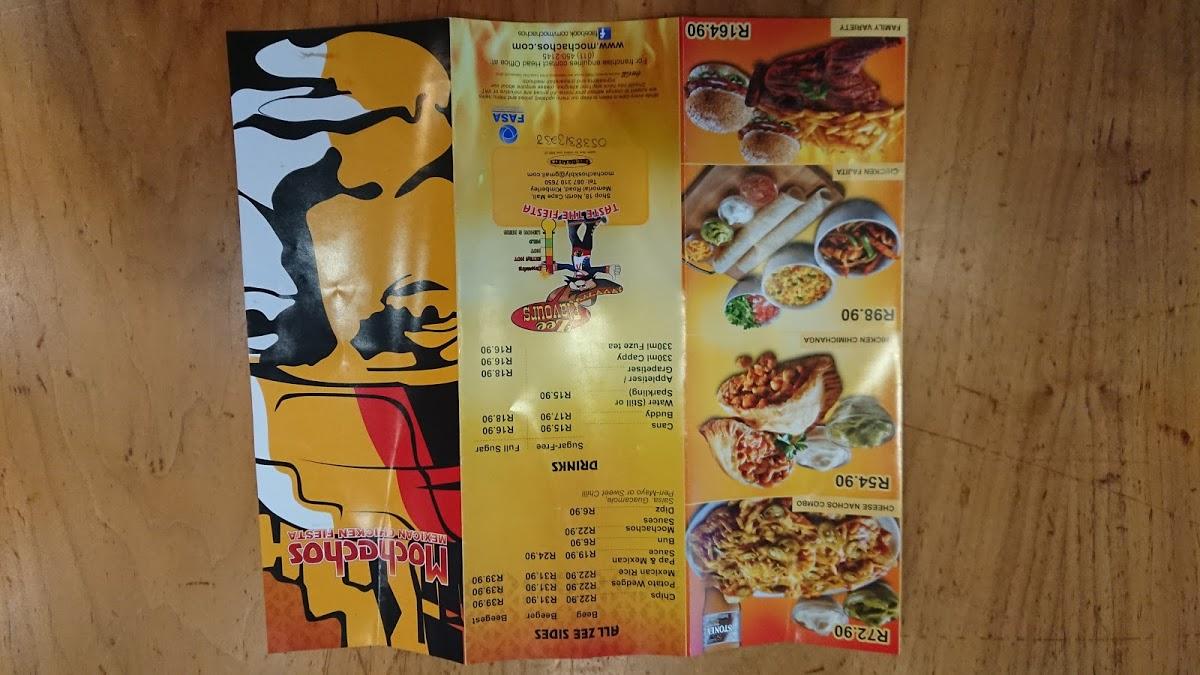 Menu au Mochachos CHICKEN FIESTA restaurant, Kimberley