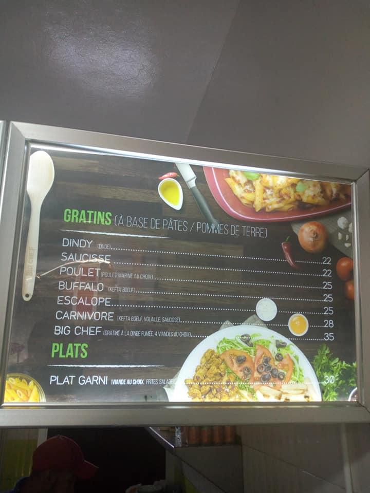 Menu at BIG Chef restaurant, Agadir