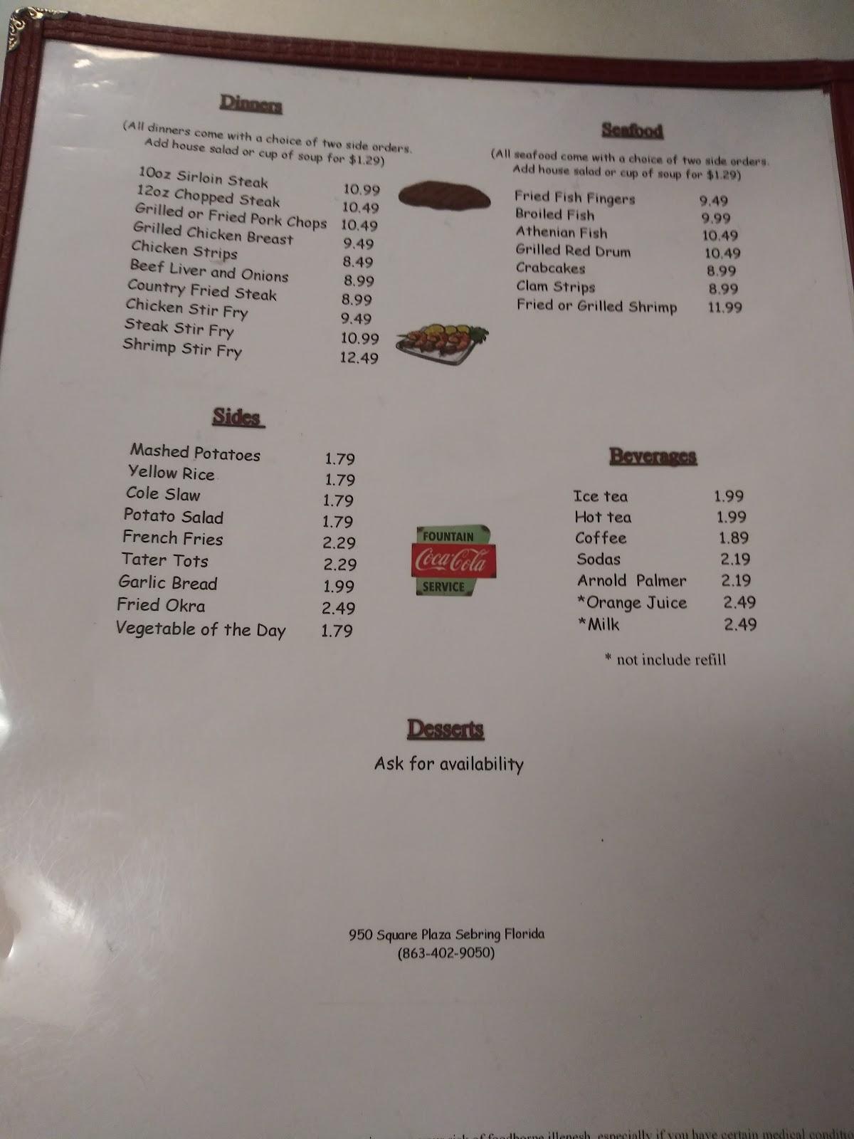 Menu at Broken Egg Diner restaurant, Sebring, 950 Sebring Square Plaza