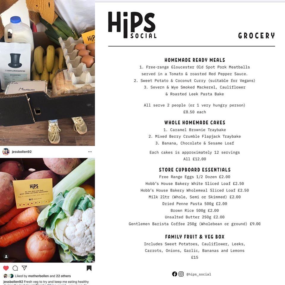 Menu at Hips Social cafe, Lydney