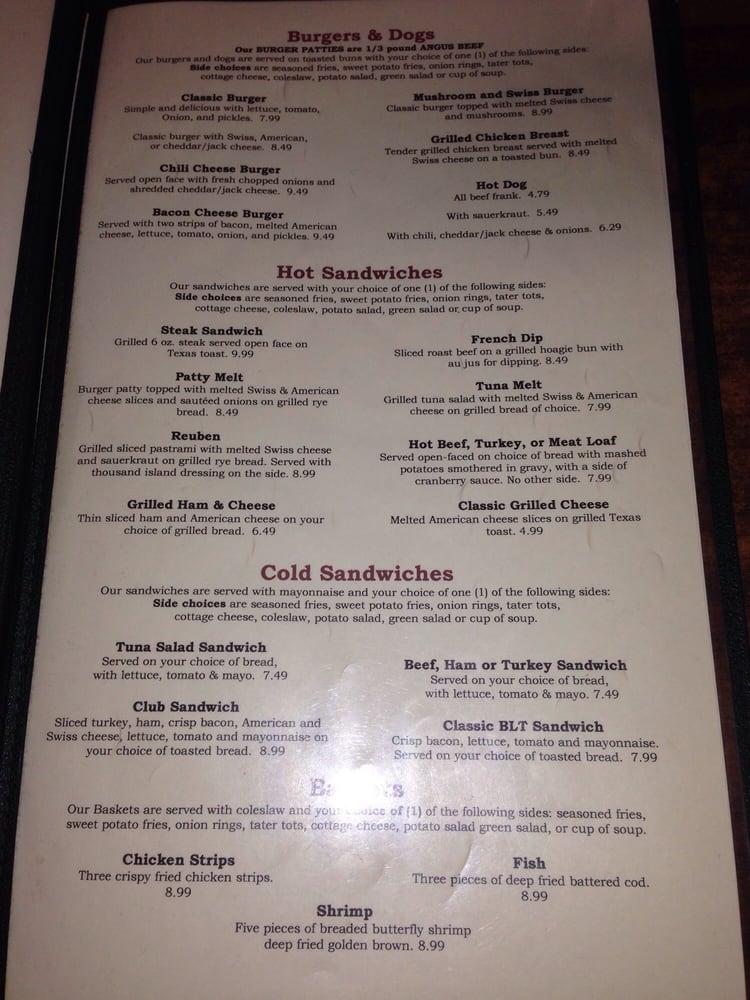 Menu at Mountain Quail Cafe, Quartzsite