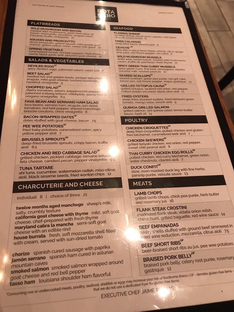 Carta de Botanero Restaurant, Rockville