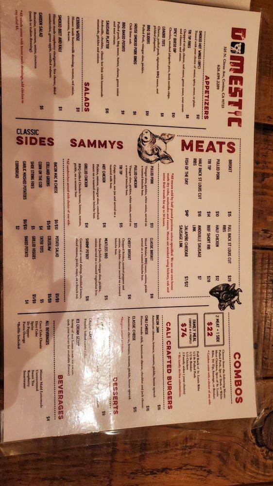 Menu at DOMESTIC pub & bar, Covina