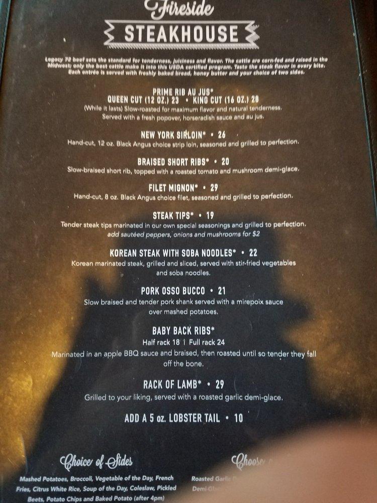 Menu at Fireside Grille restaurant, Middleborough