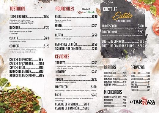 Menu at La Tarraya, San Nicolás de los Garza, Calle Juárez 241