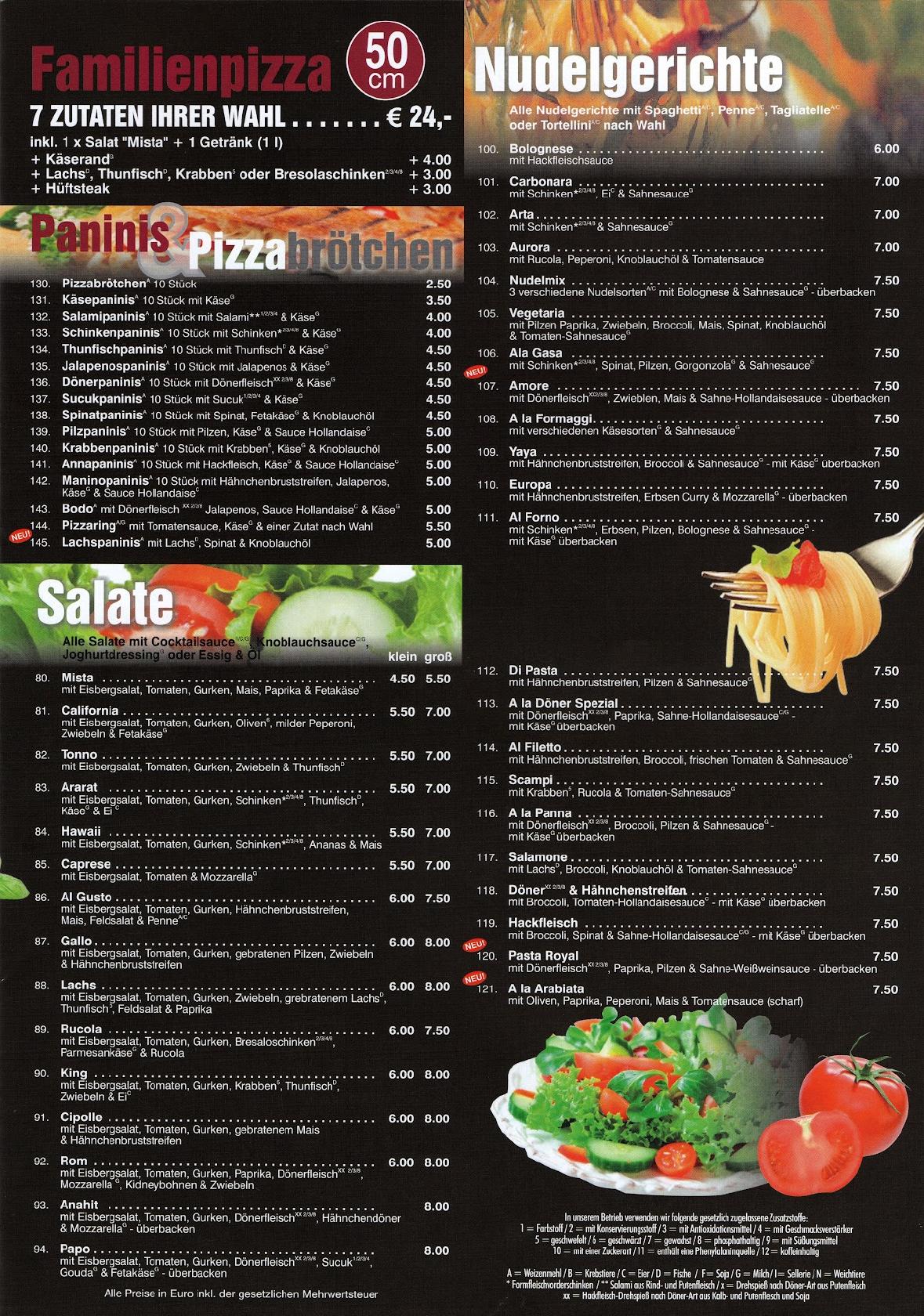 Speisekarte von PizzaHaus Ahaus, Ahaus