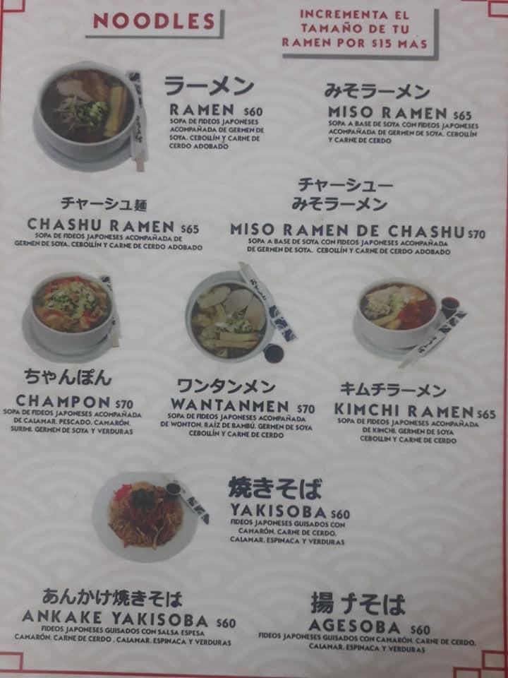 Carta de Restaurante Tsuru, Santiago de Querétaro