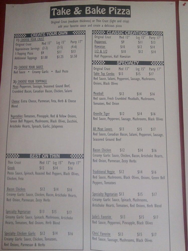 Menu at The Italian Kitchen restaurant, Oroville, Huntoon St