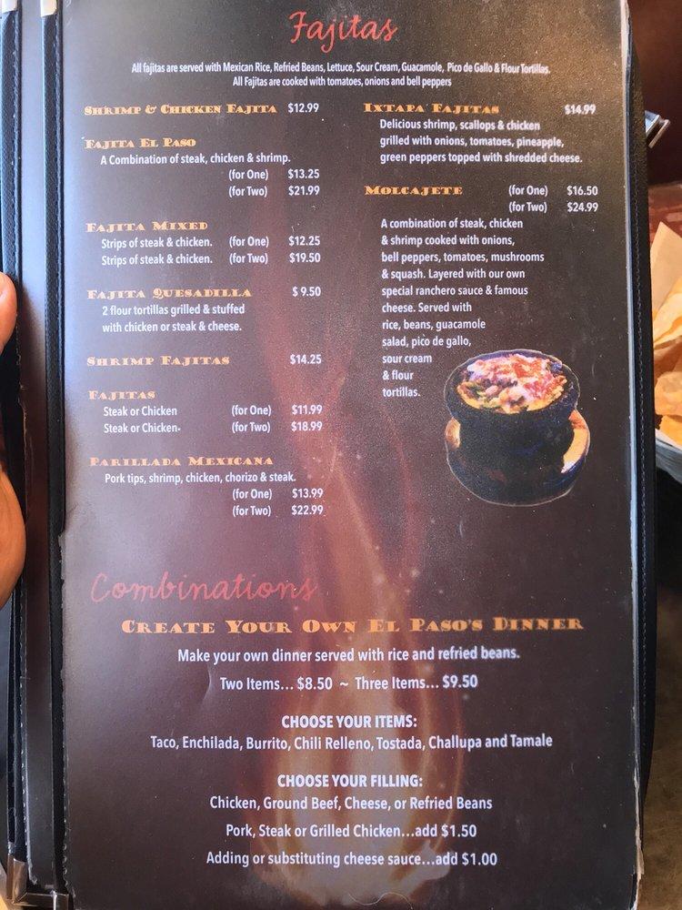 Menu at Zapata's Mexican Restaurant, Oldsmar