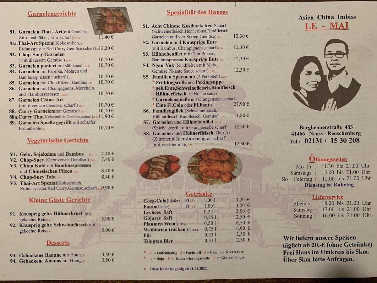 Speisekarte von China Imbiss Le-Mai restaurant, Neuss