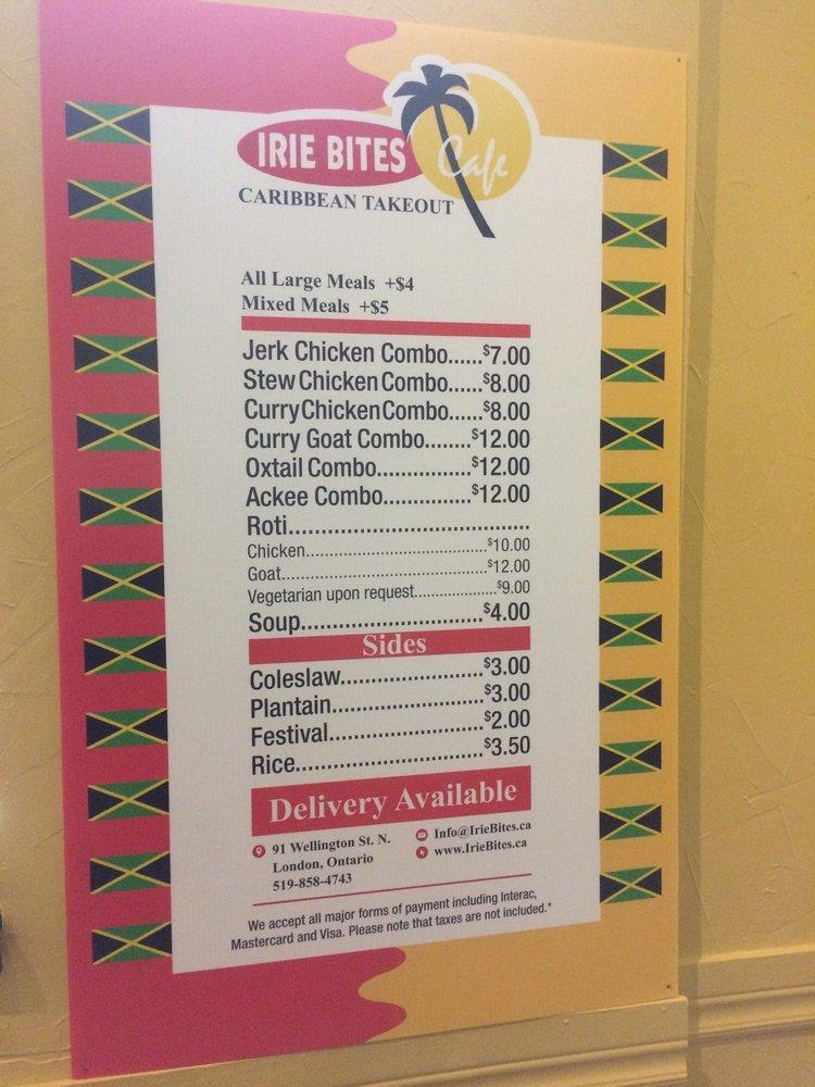 Menu at Irie Bites Cafe, London