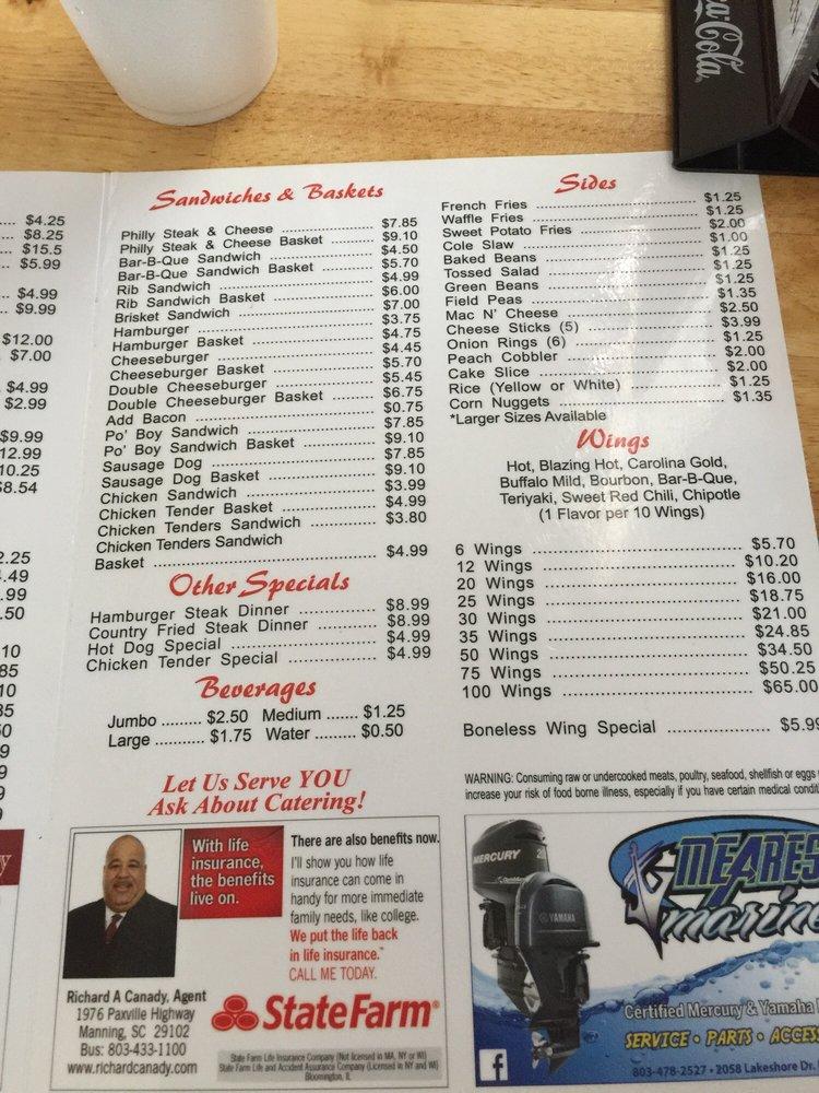 Menu at JK's House of Ribs BBQ, Manning, 151 Durant St