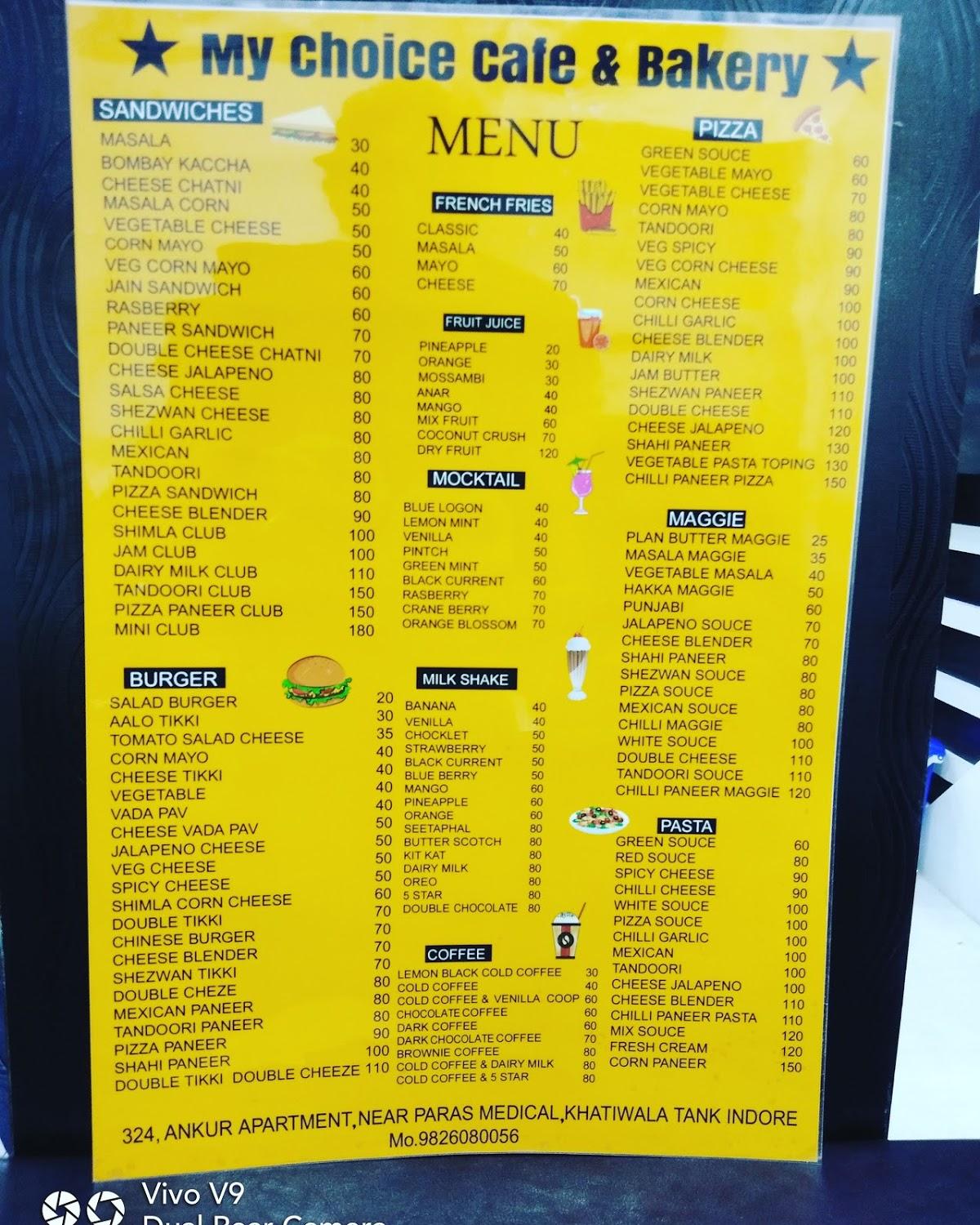 Menu at My Choice Cafe And Bakery, Indore, 124