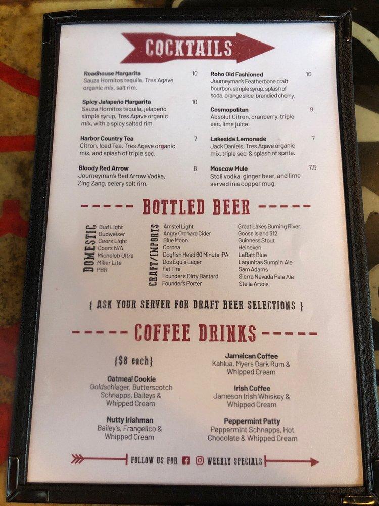 Menu at Red Arrow Roadhouse pub & bar, Union Pier