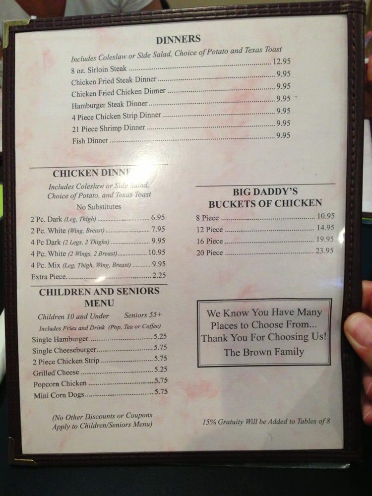 Menu at Sugar Daddy's Casino pub & bar, North Sioux City
