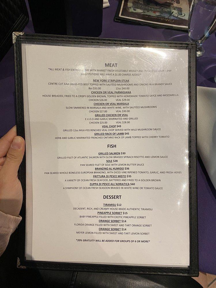 Menu at Anna Maria Trattoria restaurant, Vaughan