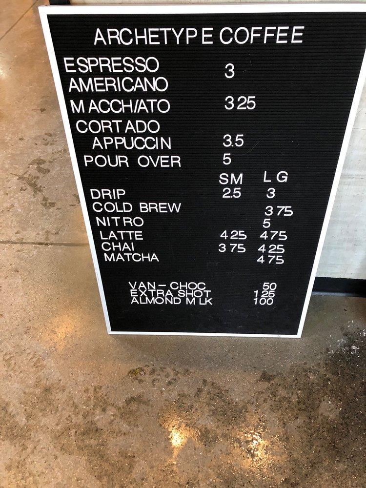 Menu at Archetype Coffee Little Bohemia restaurant, Omaha, S 13th St #101