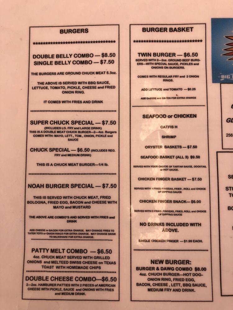 Menu at Big Chief Drive-In fast food, Glencoe