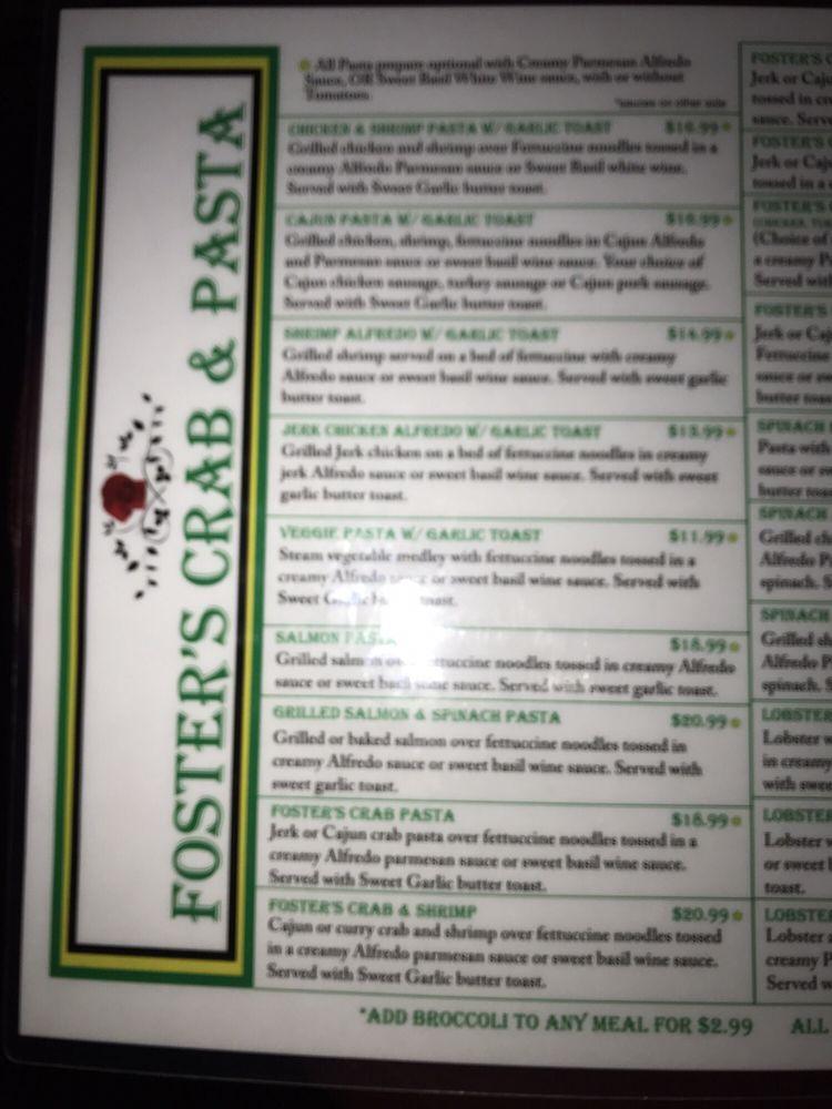 Menu at Foster Crab & Pasta restaurant, Fairburn