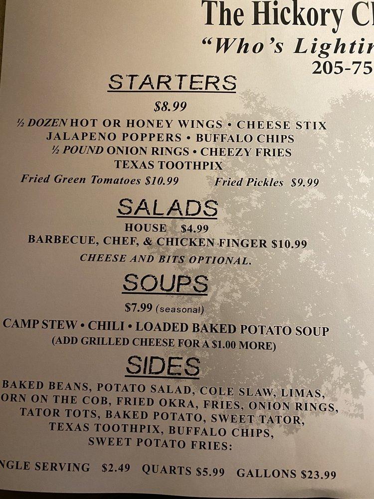 Menu at Hickory Chip BBQ, Clanton