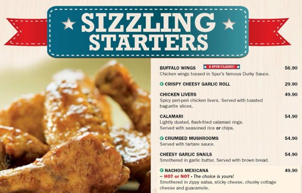 Menu at Mountain Spring Spur Steak Ranch restaurant, Nelspruit, Shop U1