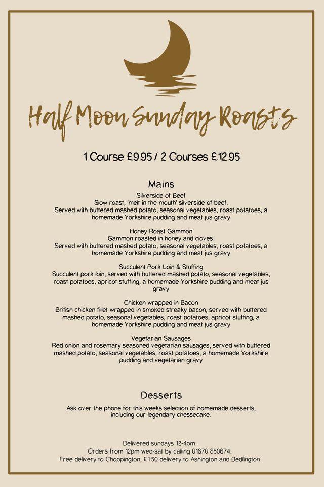 Menu at The Half Moon Inn pub & bar, Choppington