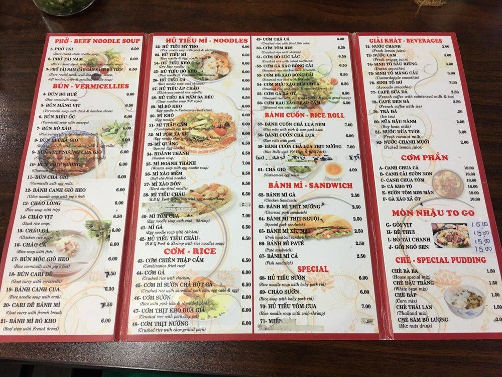 Menu at Cao Thang restaurant, Houston