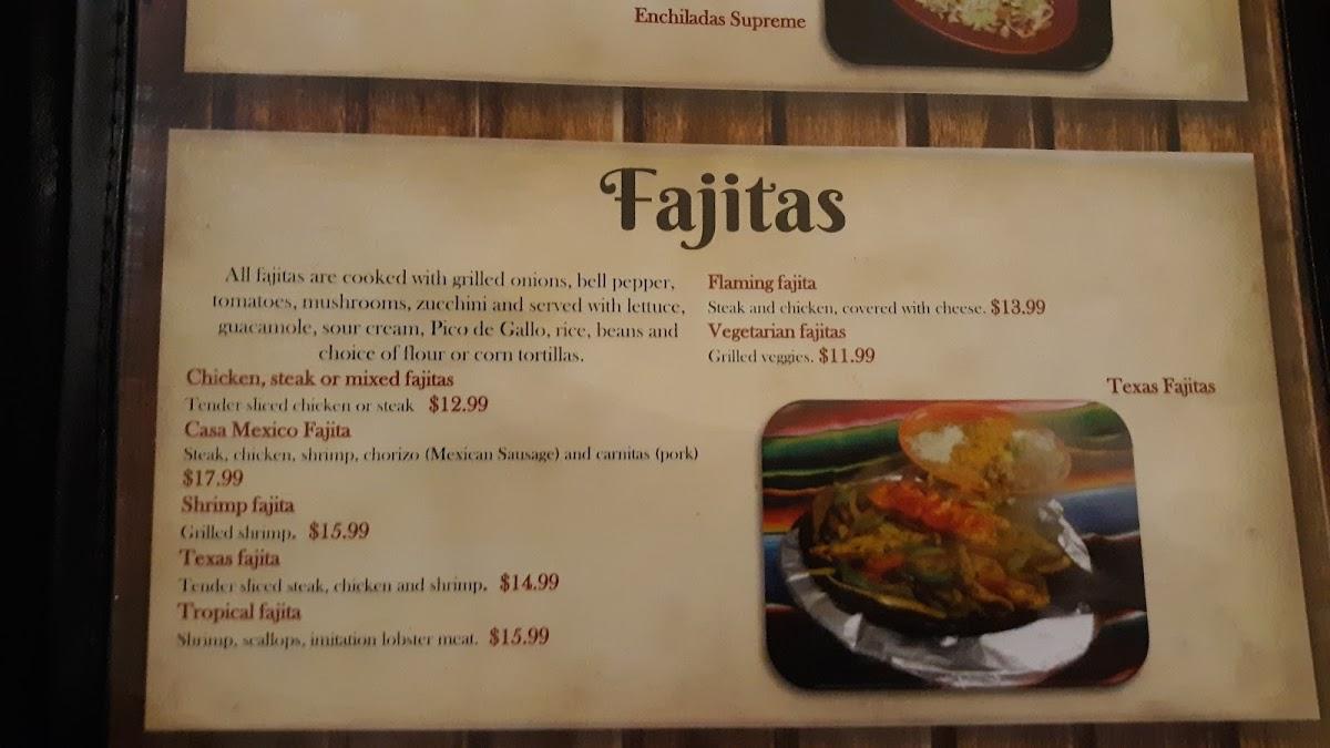 Menu at Casa Mexico Restaurant, Two Rivers