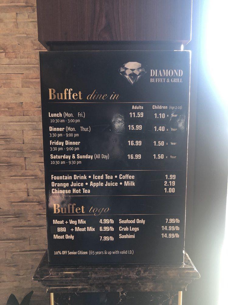 Menu at Diamond Buffet & Grill restaurant, Los Angeles