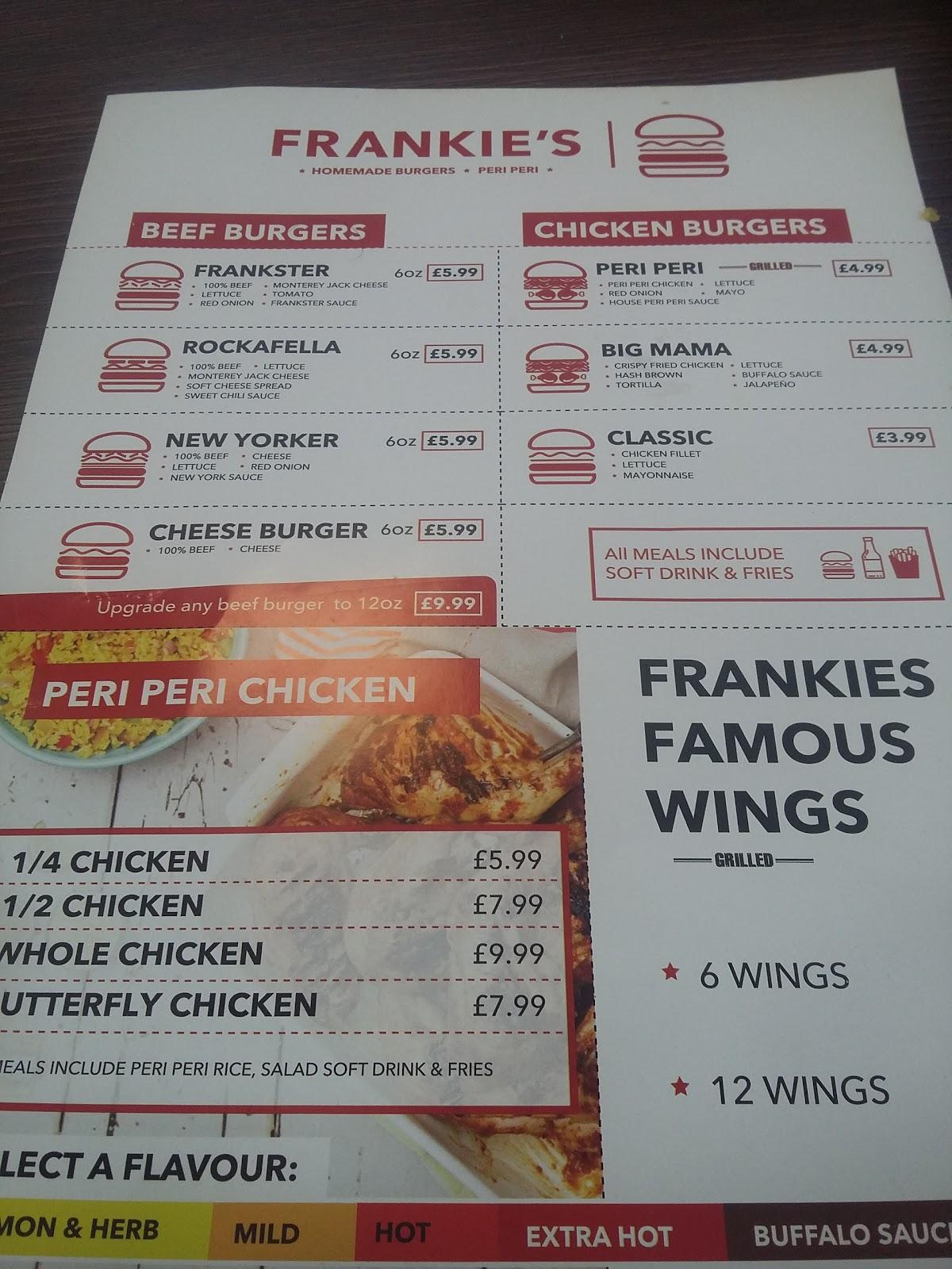 Menu at Frankies Burgers - Batley restaurant, Batley, 598 Bradford Rd