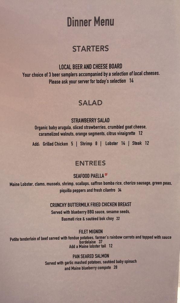 Menu at Ogunquit Beach Lobster House restaurant, Ogunquit