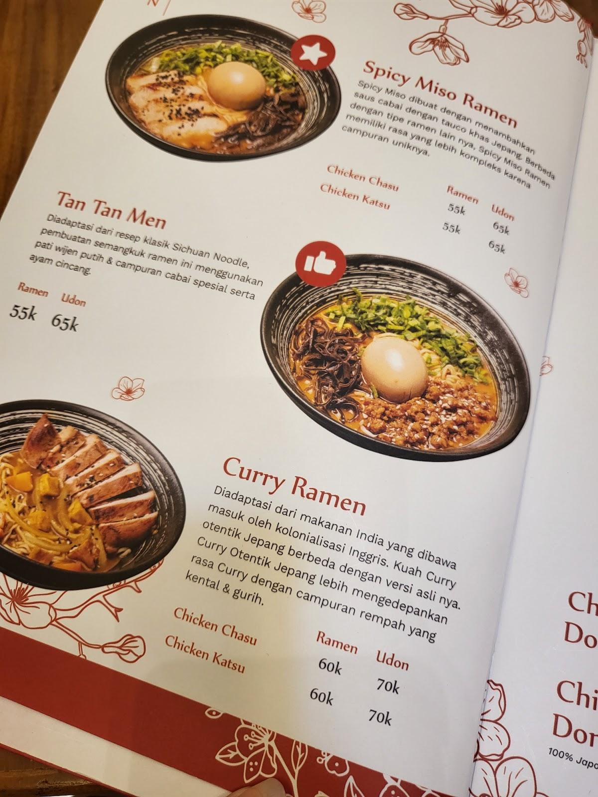 Carta del restaurante Orizuru Ramen Cemara Asri, Medan Estate