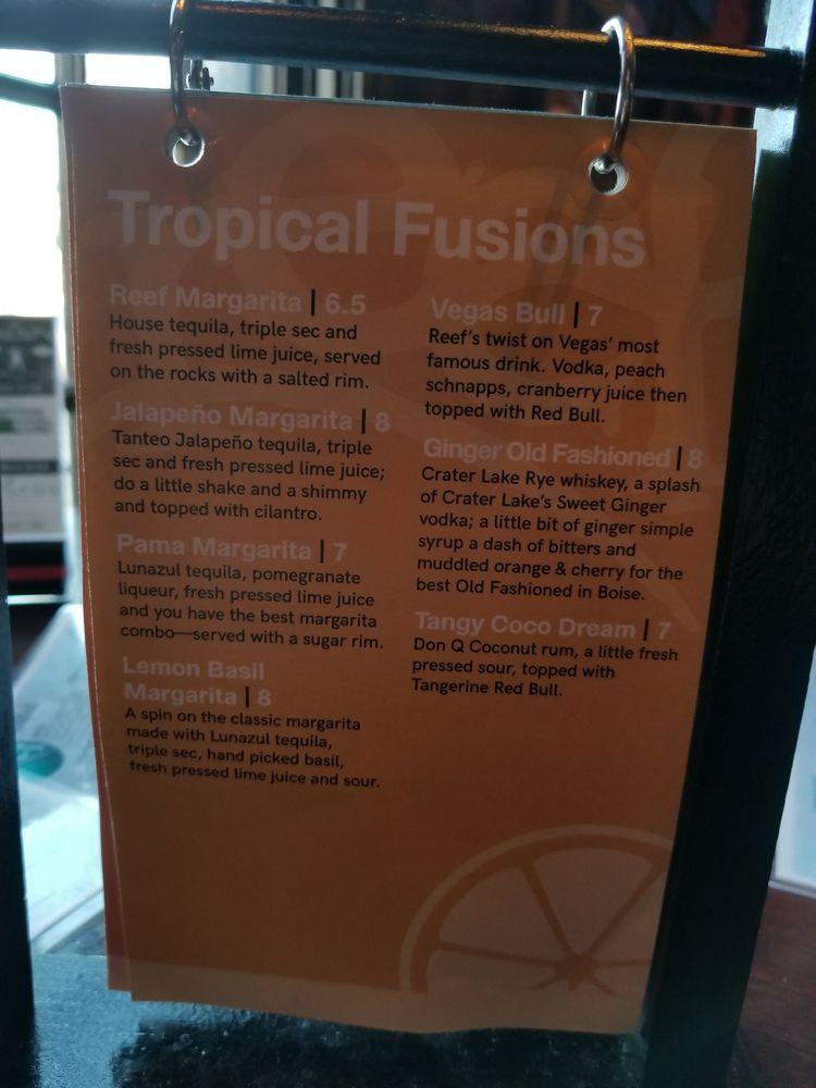 Menu at Reef pub & bar, Boise, 105 S 6th St